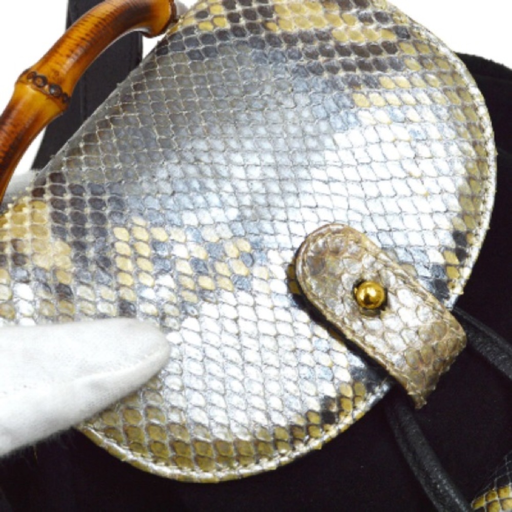 Gucci Python/Suede Bamboo Backpack - Gem